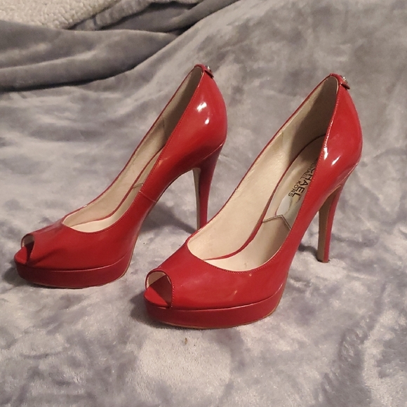 Michael Kors | Shoes | Michael Kors Elegant Red Peeptoe Heels | Poshmark